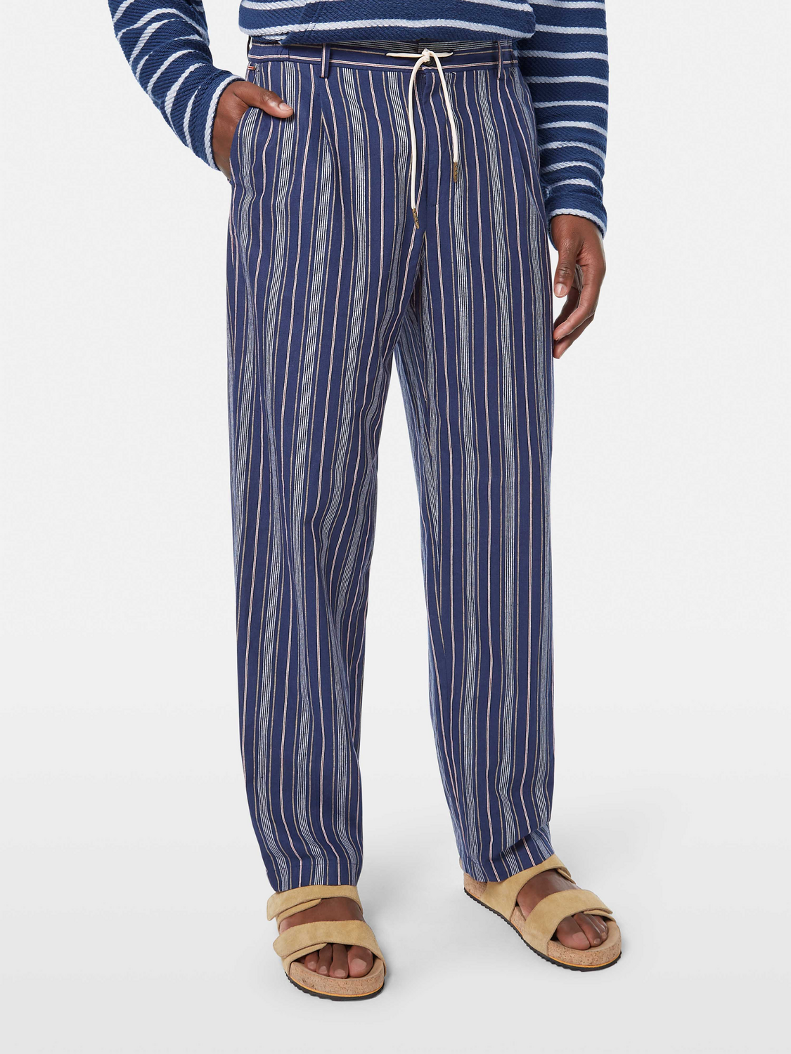 Pleated Relaxed Striped Linen-Blend Jogger – Scotch & Soda