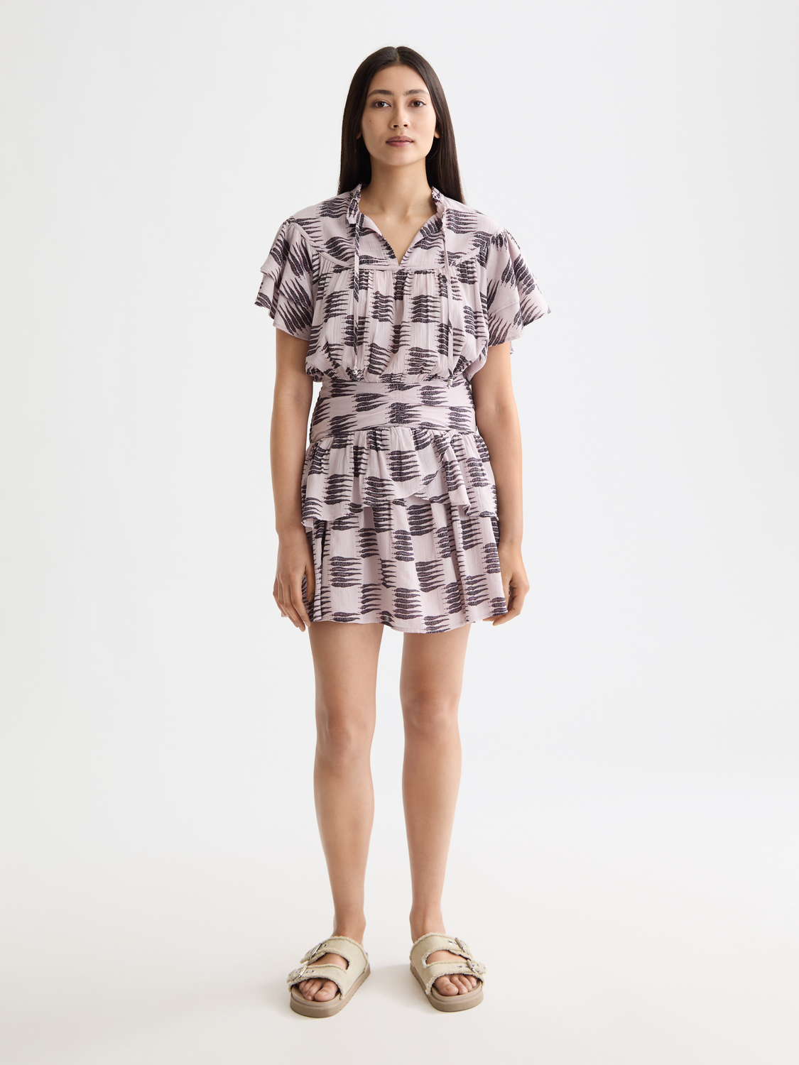 Ruffled Mini Dress With Gathered Waist – Scotch & Soda